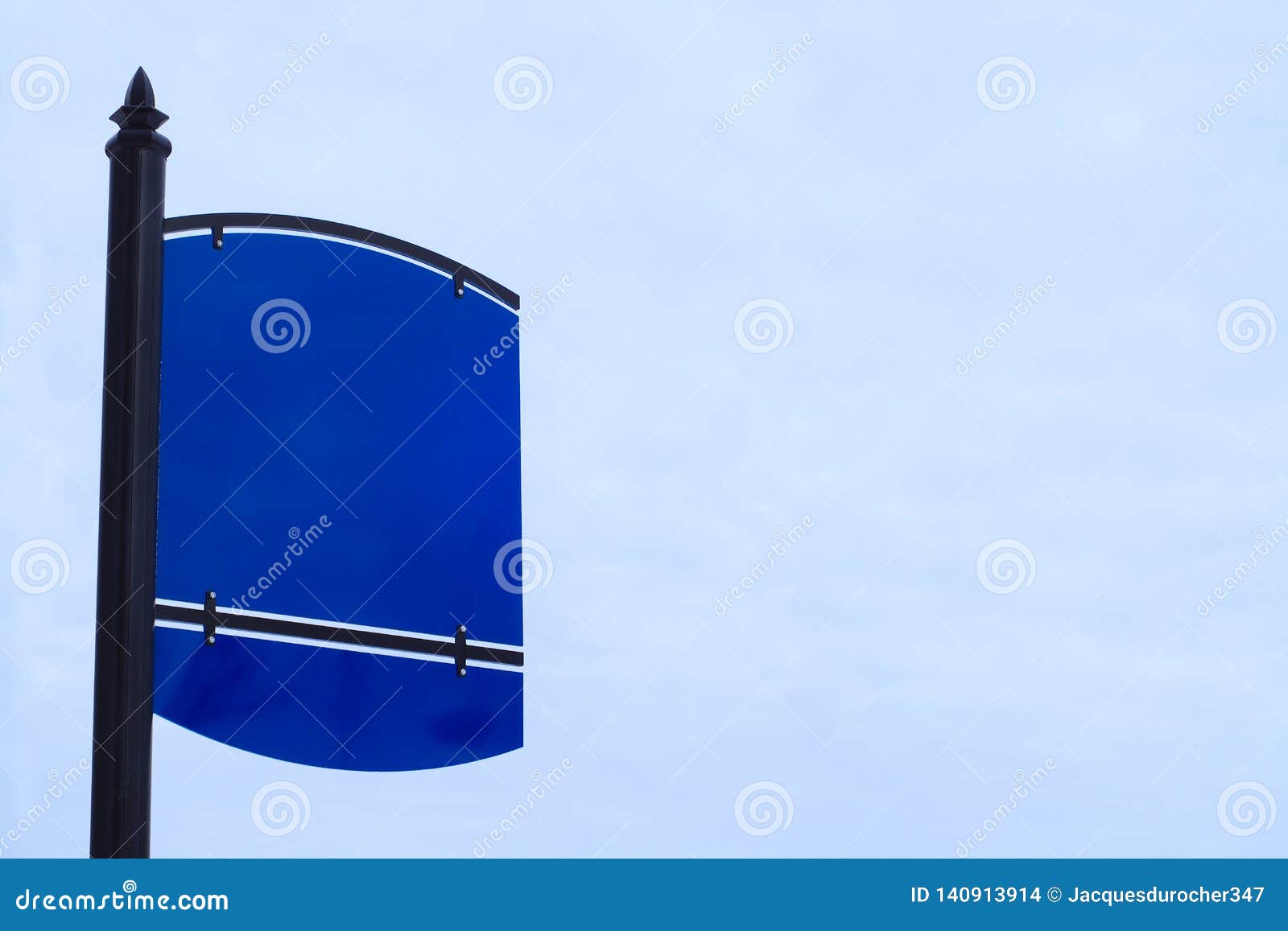 Empty Blue Sign White Sky Metal Frame Design Stock Photo - Image of ...