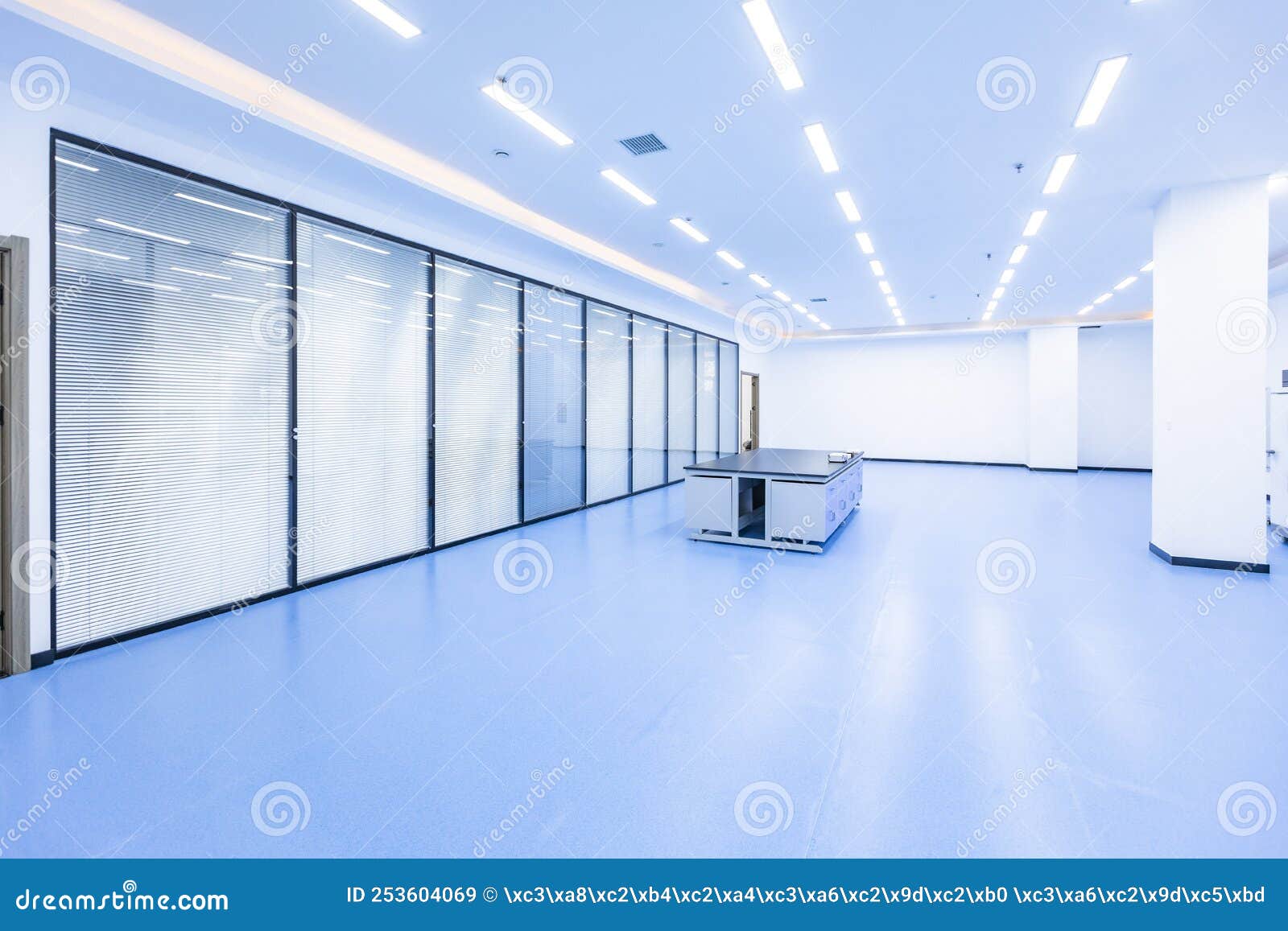 The Empty Blue Tech Lab Room Stock Image - Image of care, glass: 253604069
