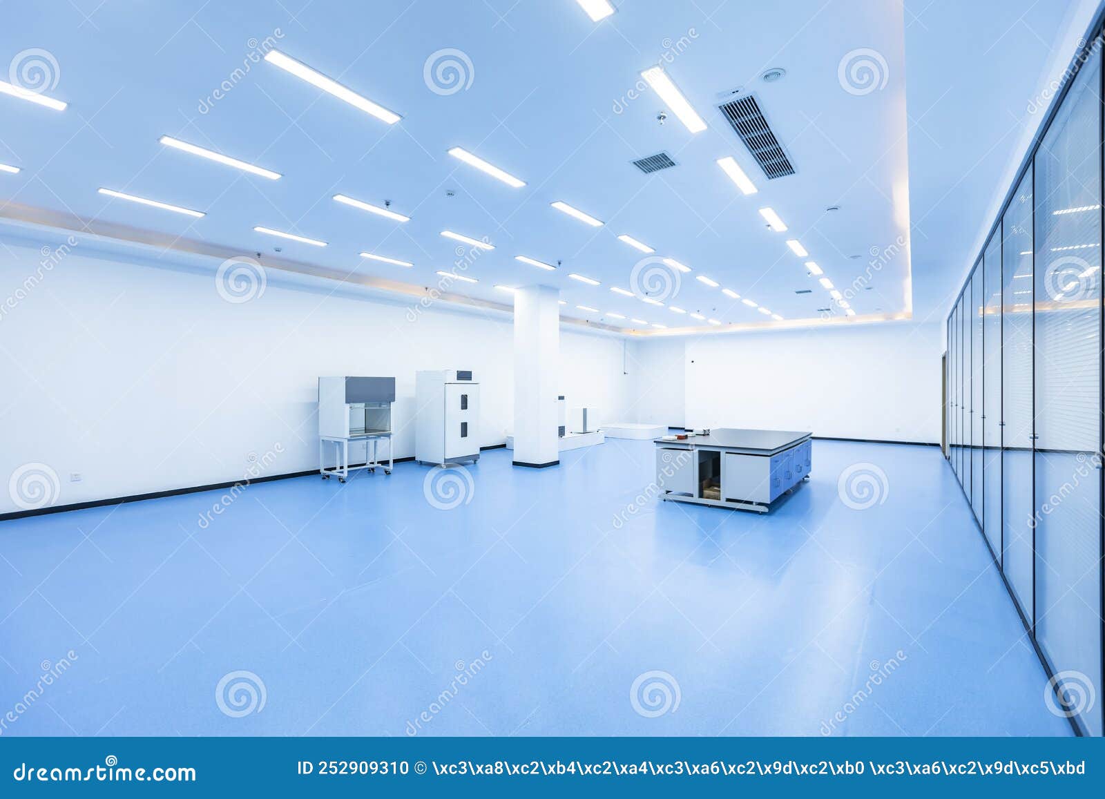 The Empty Blue Tech Lab Room Stock Photo - Image of care, tech: 252909310