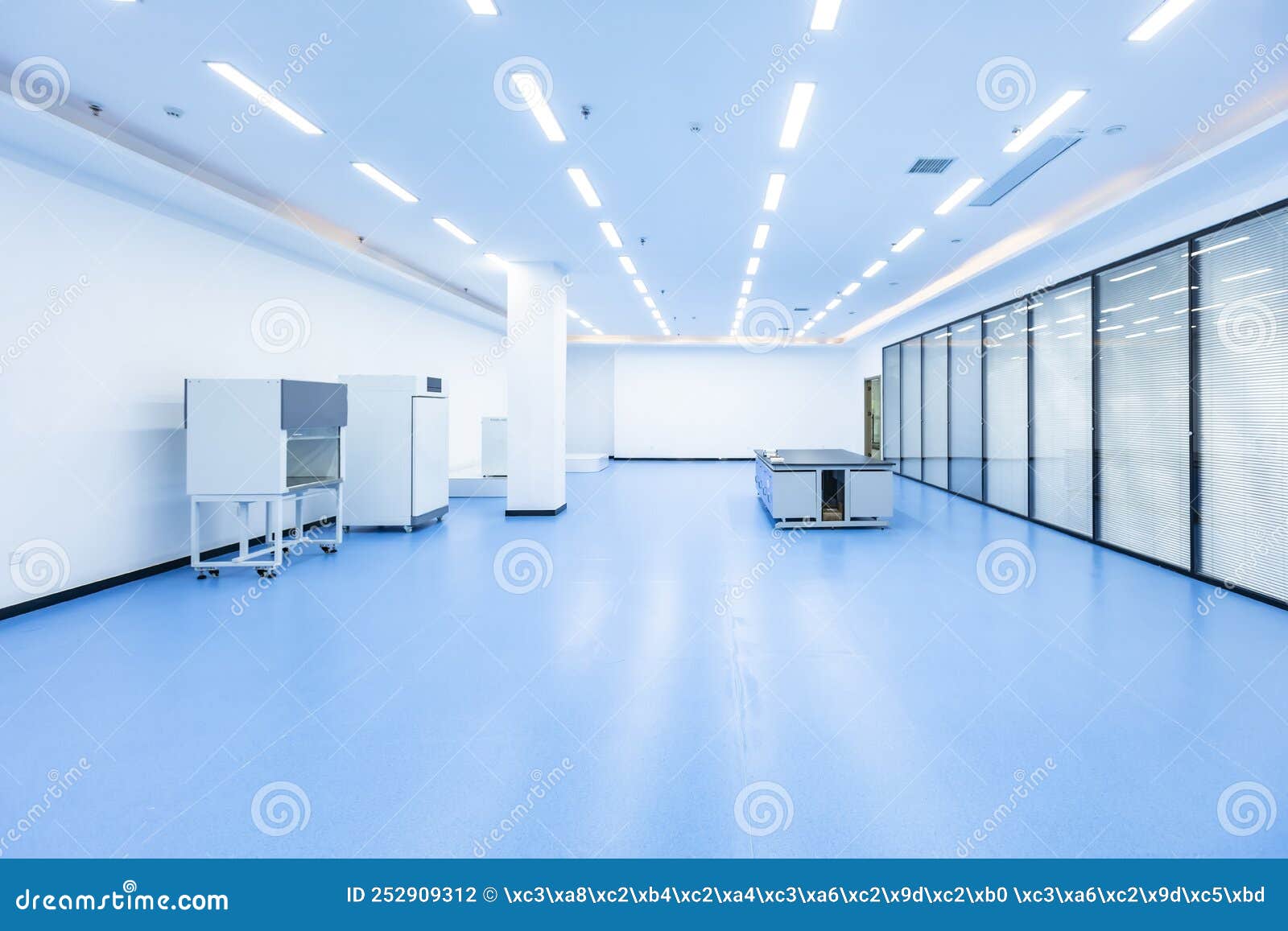 The Empty Blue Tech Lab Room Stock Photo - Image of corridor, clinic ...