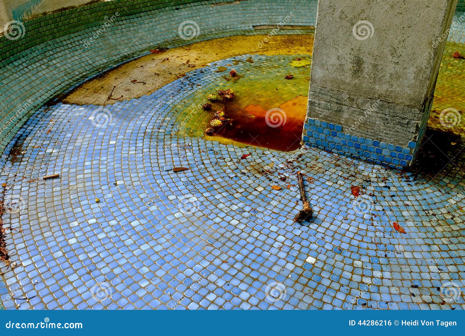 Empty Blue Tiled Fountain stock photo. Image of tiled - 44286216