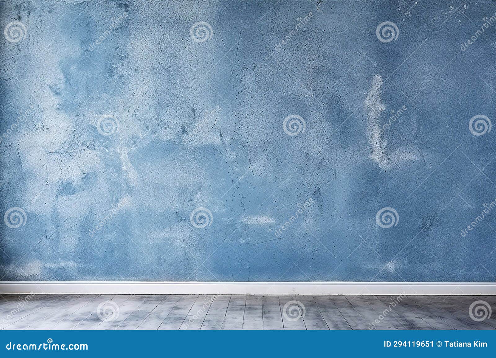 Empty Blue Wall and Floor Indoors Front View, Modern Interior. Stock ...