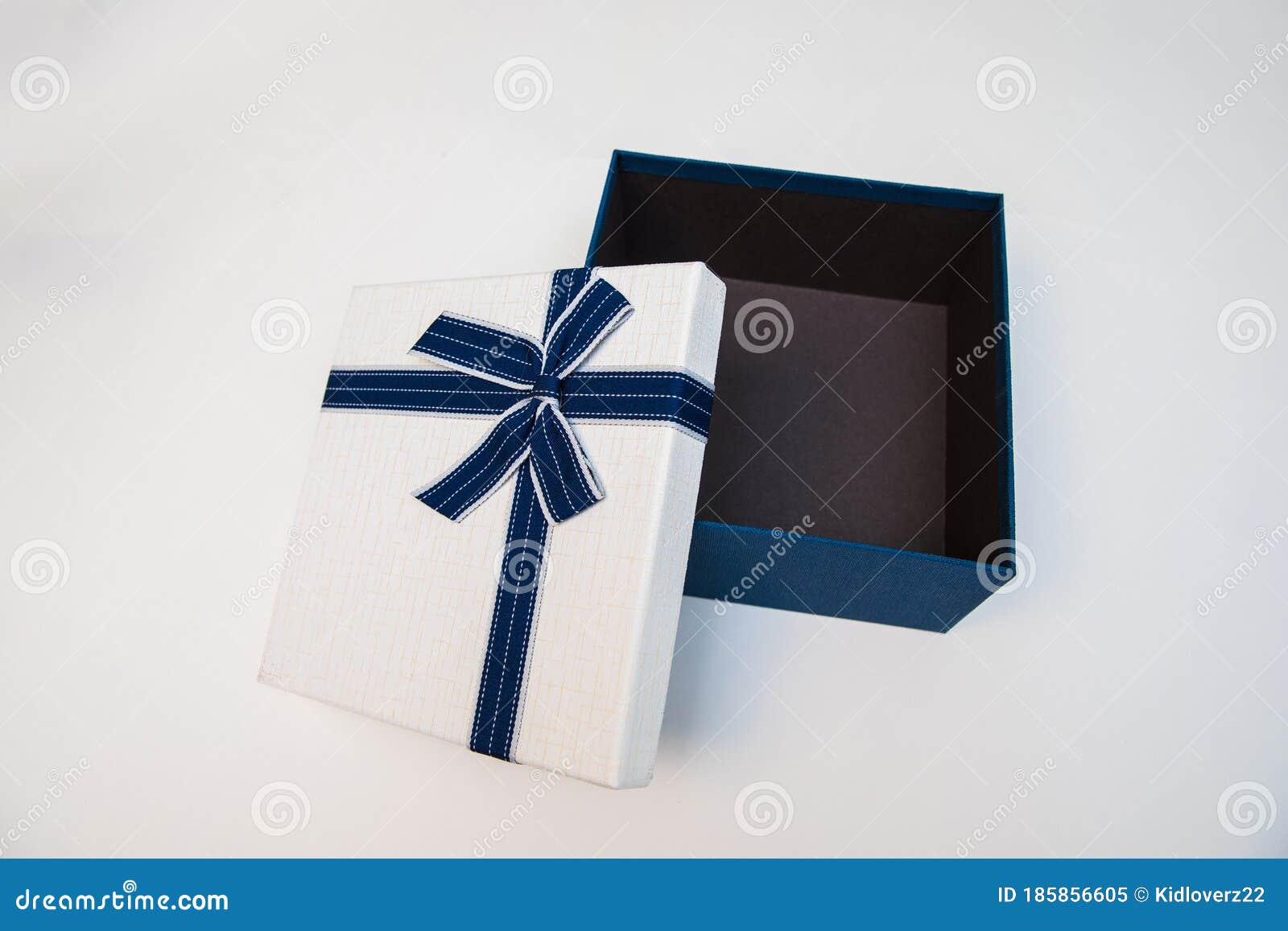 Empty Blue and White Gift Packaging on a White Background Stock Image ...