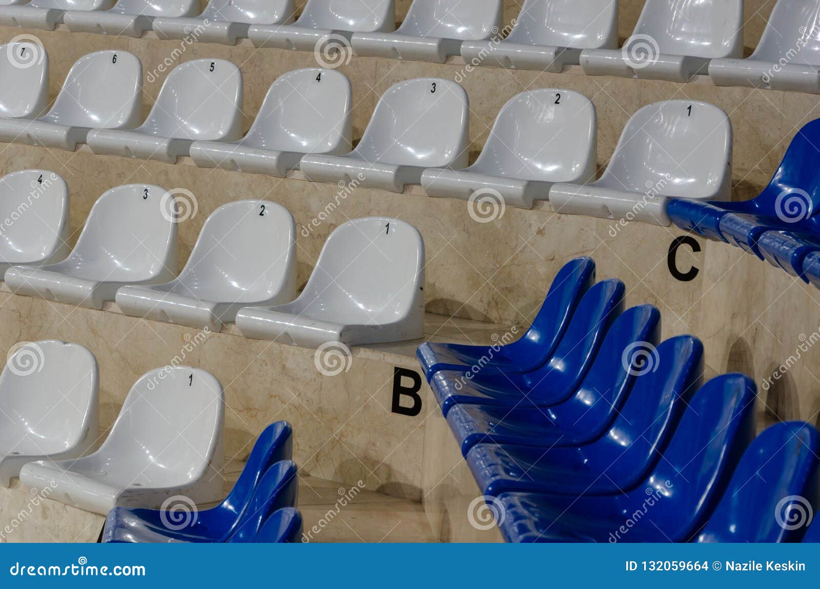 Empty Blue and White Stadium Seats Stock Photo - Image of blue ...