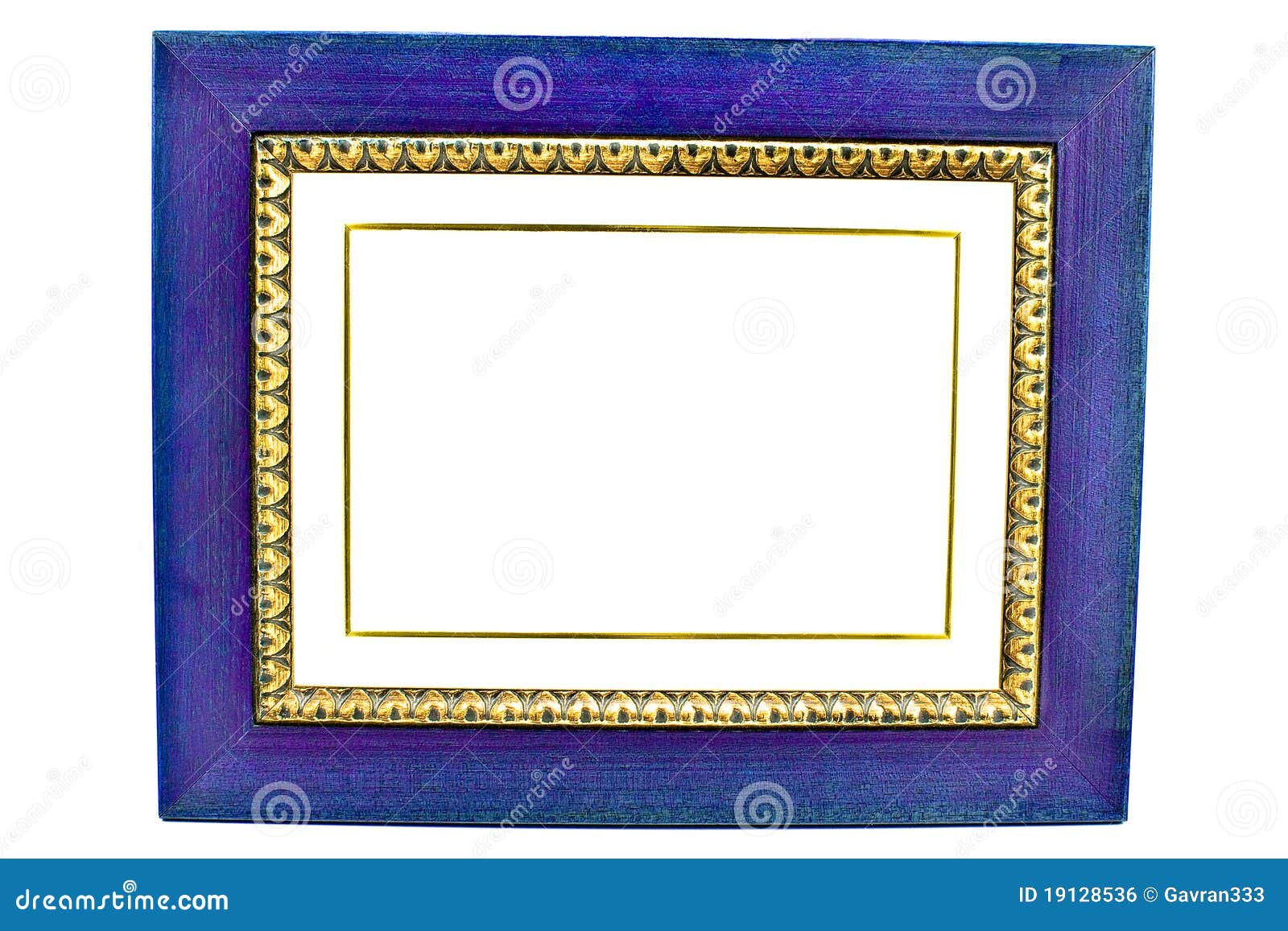 Empty Blue Wooden Picture Frame Stock Photo - Image of decorate ...