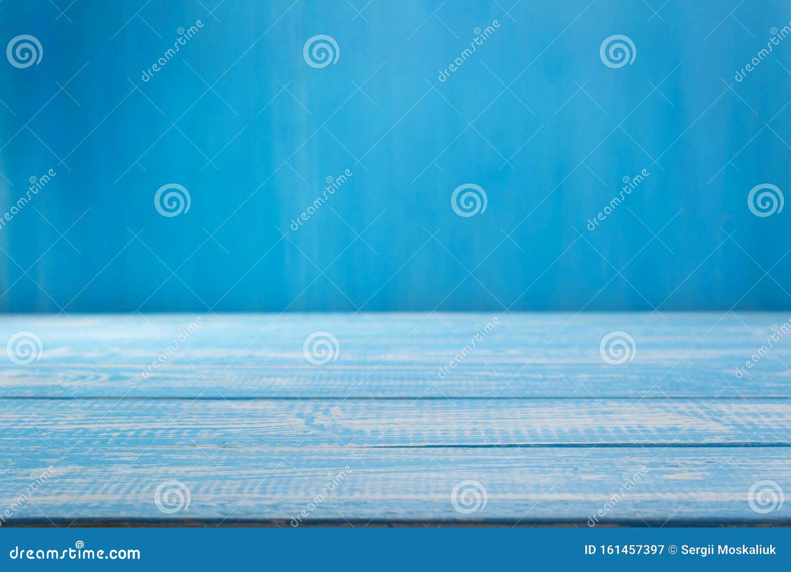 Empty Blue Wooden Table in Front Stock Image - Image of food, carpentry ...