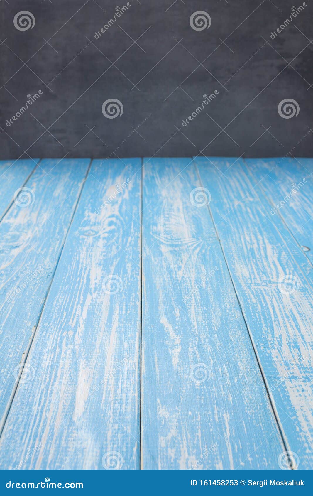 Empty Blue Wooden Table in Front Stock Image - Image of grey, food ...
