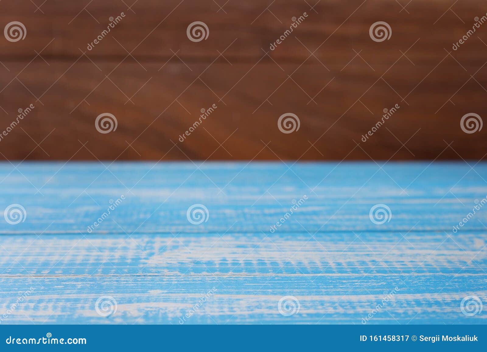 Empty Blue Wooden Table in Front Stock Image - Image of aged, plank ...