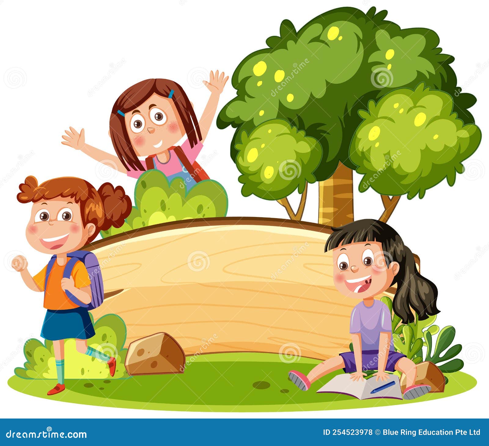 Empty Board with Cartoon Kids Stock Vector - Illustration of living ...