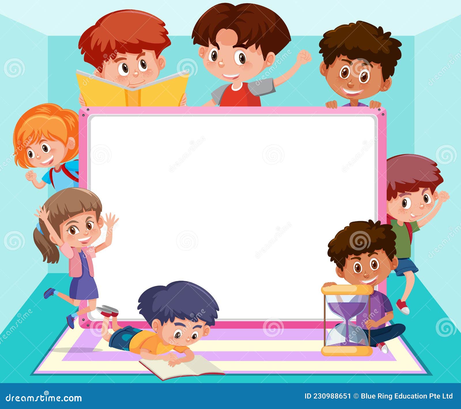 Empty Board with Many Children Cartoon Character Stock Vector ...