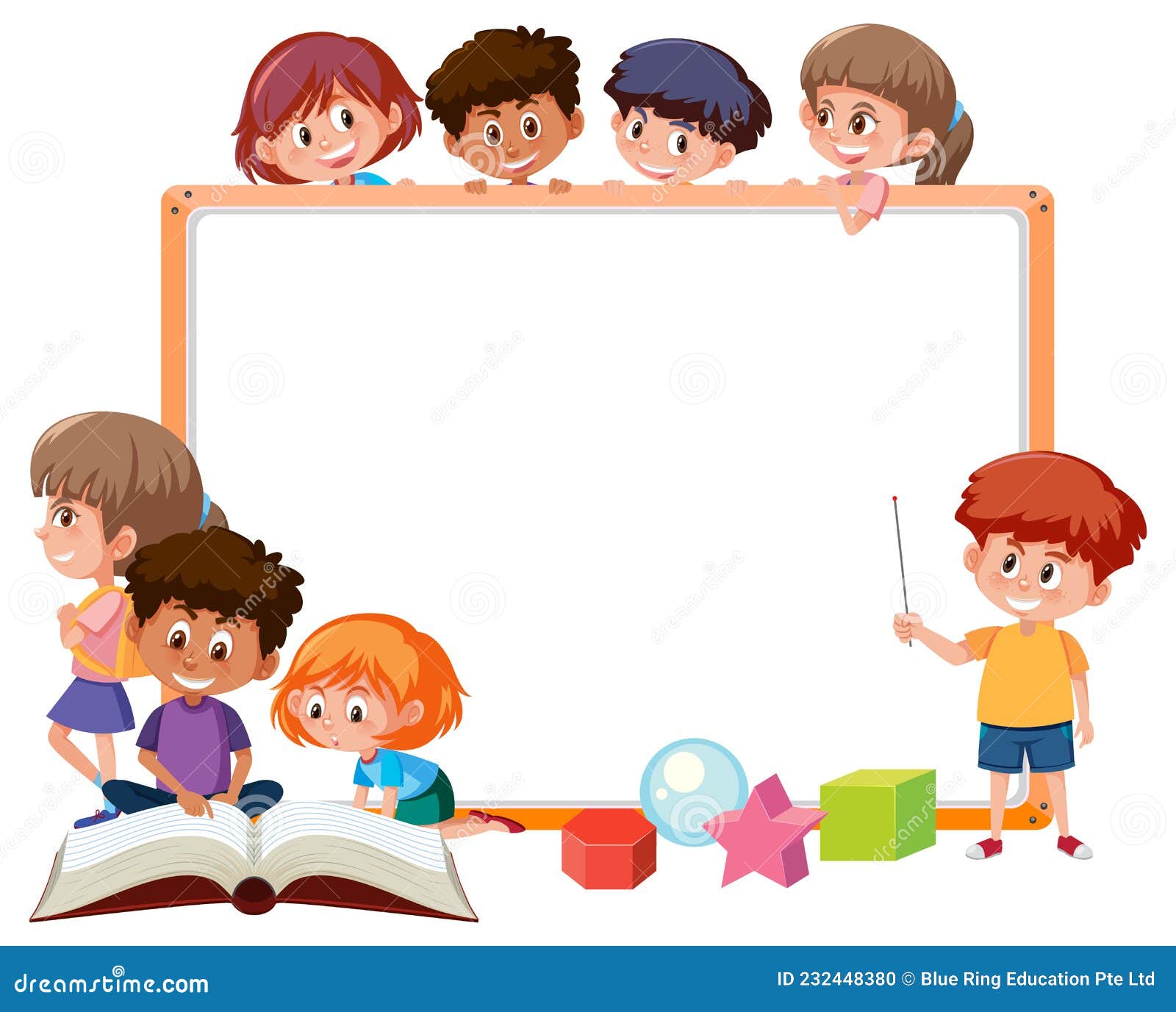 Empty Board with Many School Kids Cartoon Character Stock Vector ...