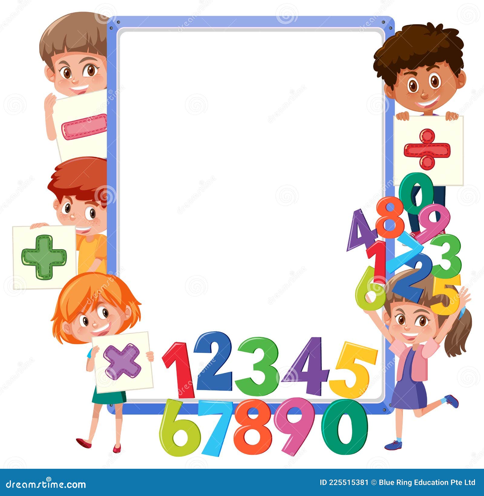 Empty Board with School Kids and Math Objects Stock Vector ...