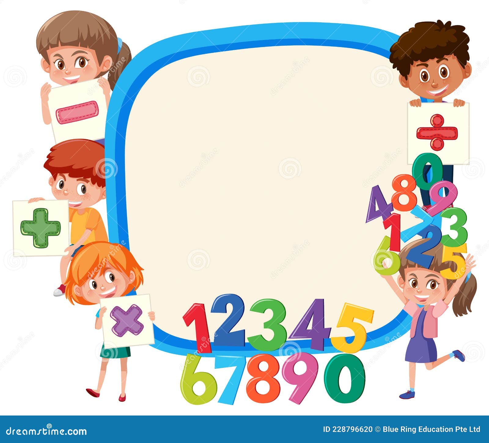 Empty Board with School Kids and Math Objects Stock Vector ...
