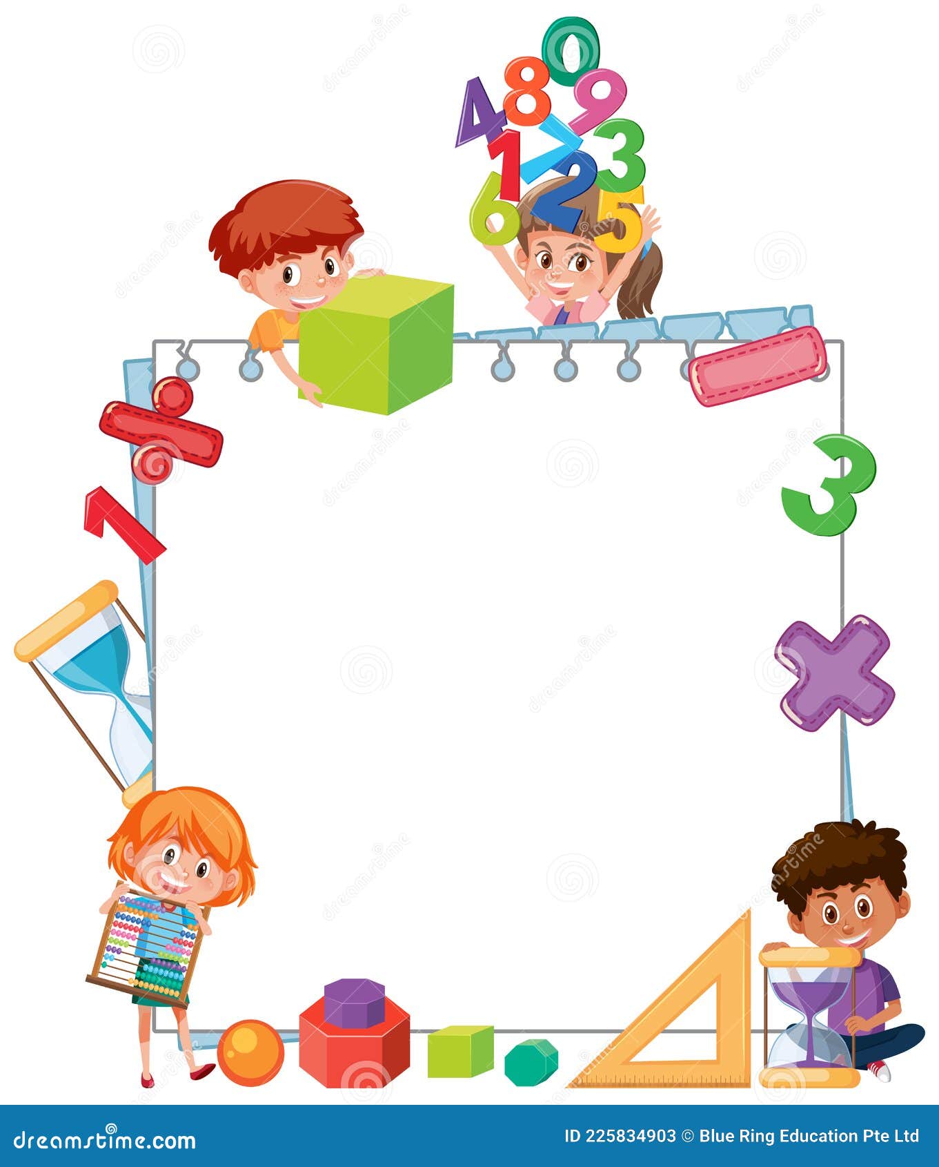 Empty Board with School Kids and Math Objects Stock Vector ...