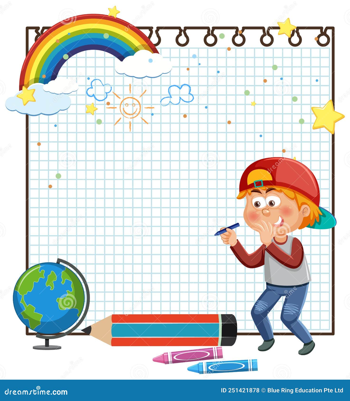 Empty Board Template with Cartoon Character Stock Vector - Illustration ...