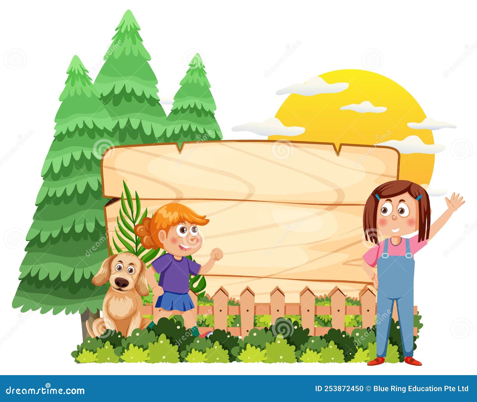 Empty Board Template with Cartoon Character Stock Vector - Illustration ...