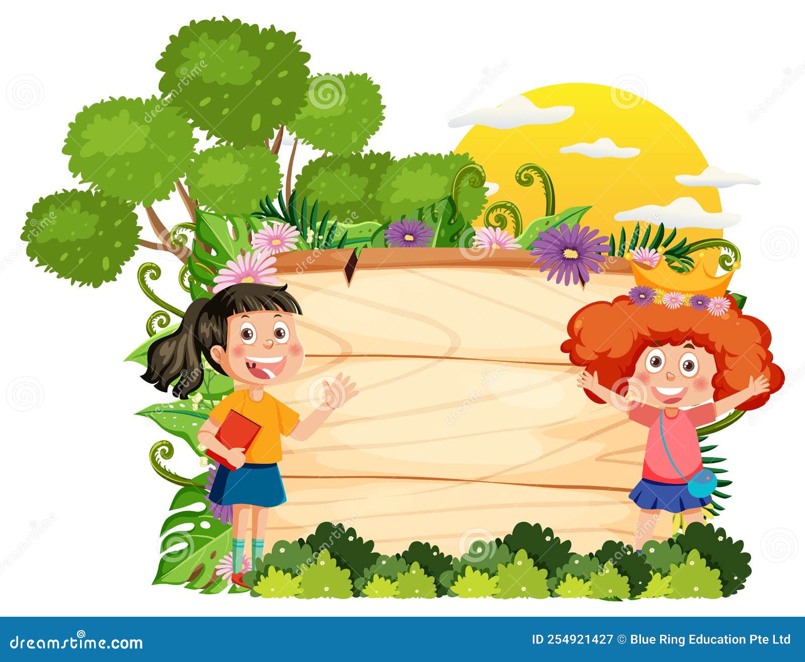 Empty Board Template with Cartoon Character Stock Vector - Illustration ...