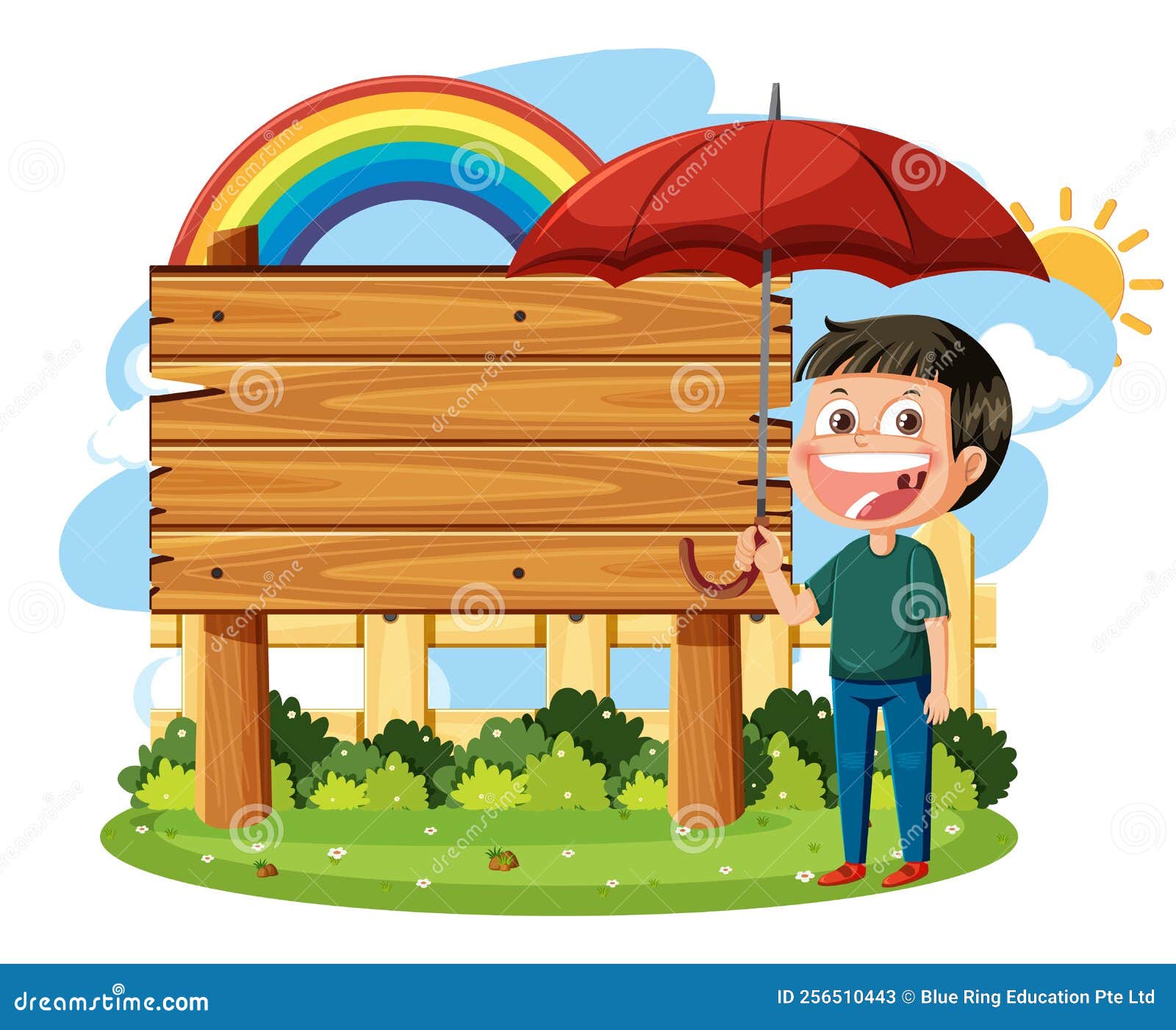 Empty Board Template with Cartoon Character Stock Vector - Illustration ...