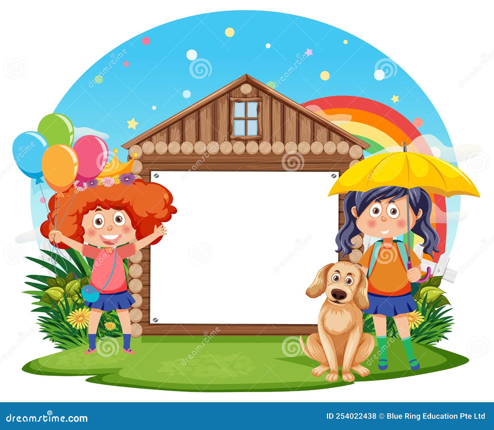 Empty Board Template with Cartoon Character Stock Vector - Illustration ...