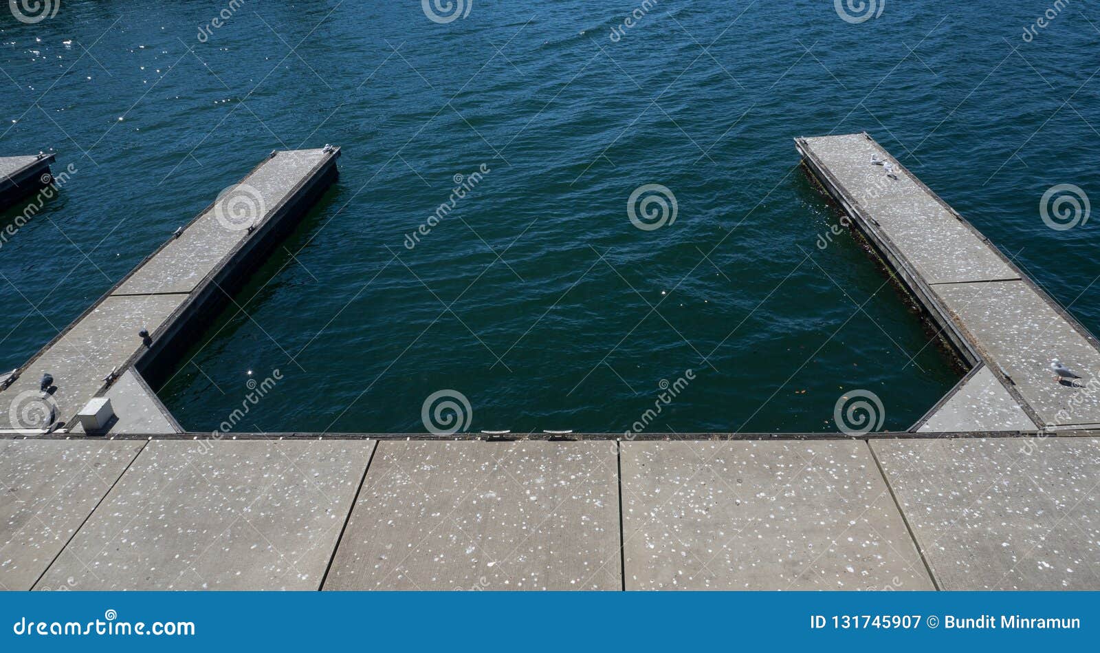The Empty Boat Dock with Waterfront View. Stock Image - Image of port ...