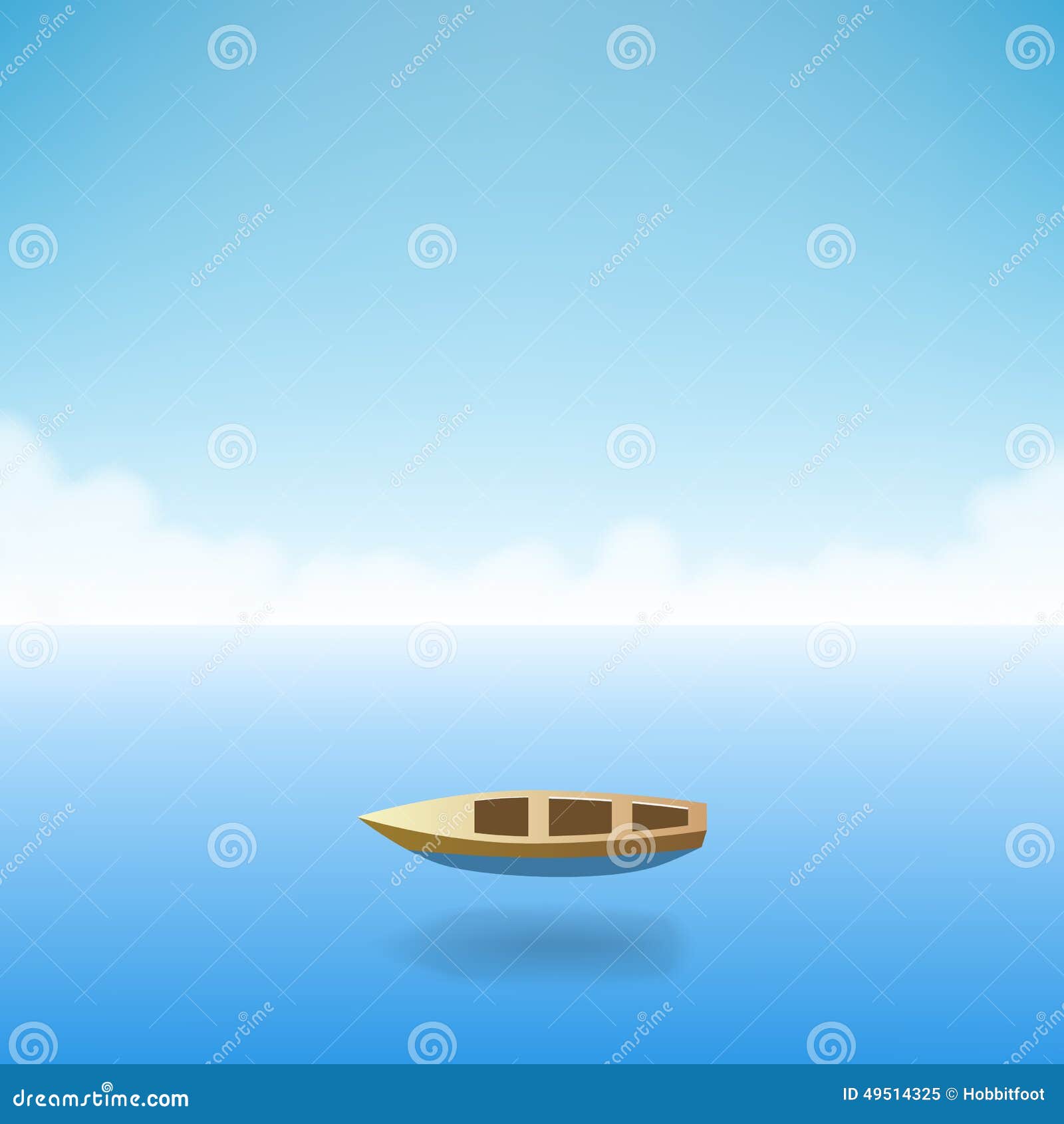Empty boat in the ocean. stock vector. Illustration of romantic - 49514325
