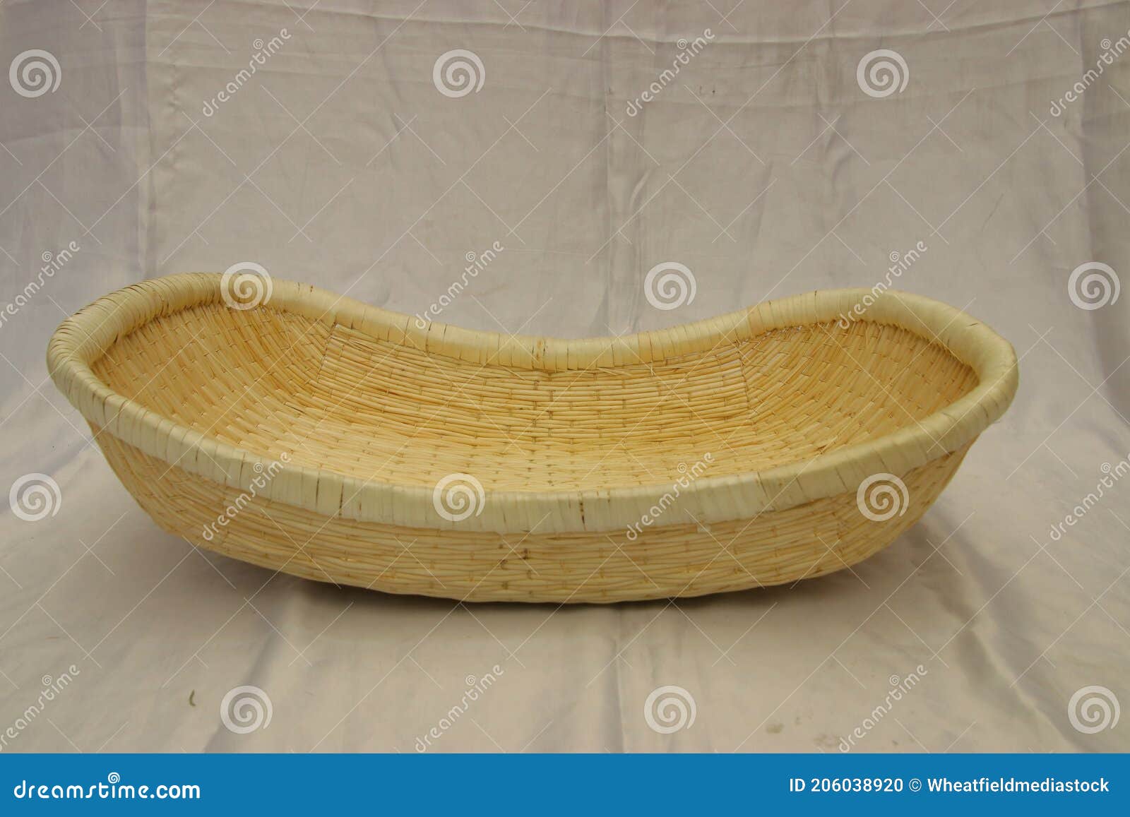 Empty Boat Shape Wicker Basket . Bread, Fruit Storage Container Stock ...