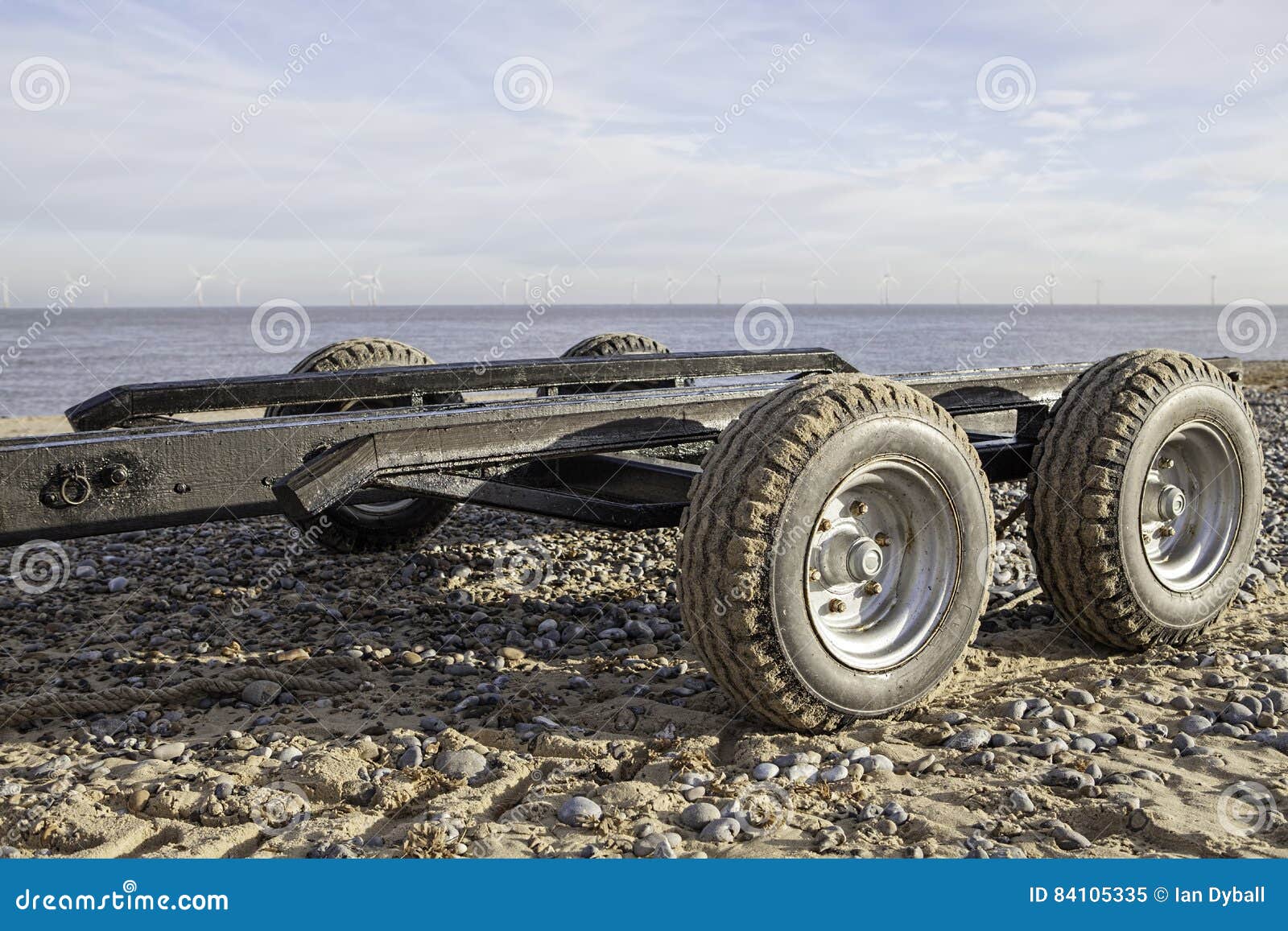 Empty Boat Trailer on the Beach Stock Image - Image of frame, tractor: 84105335