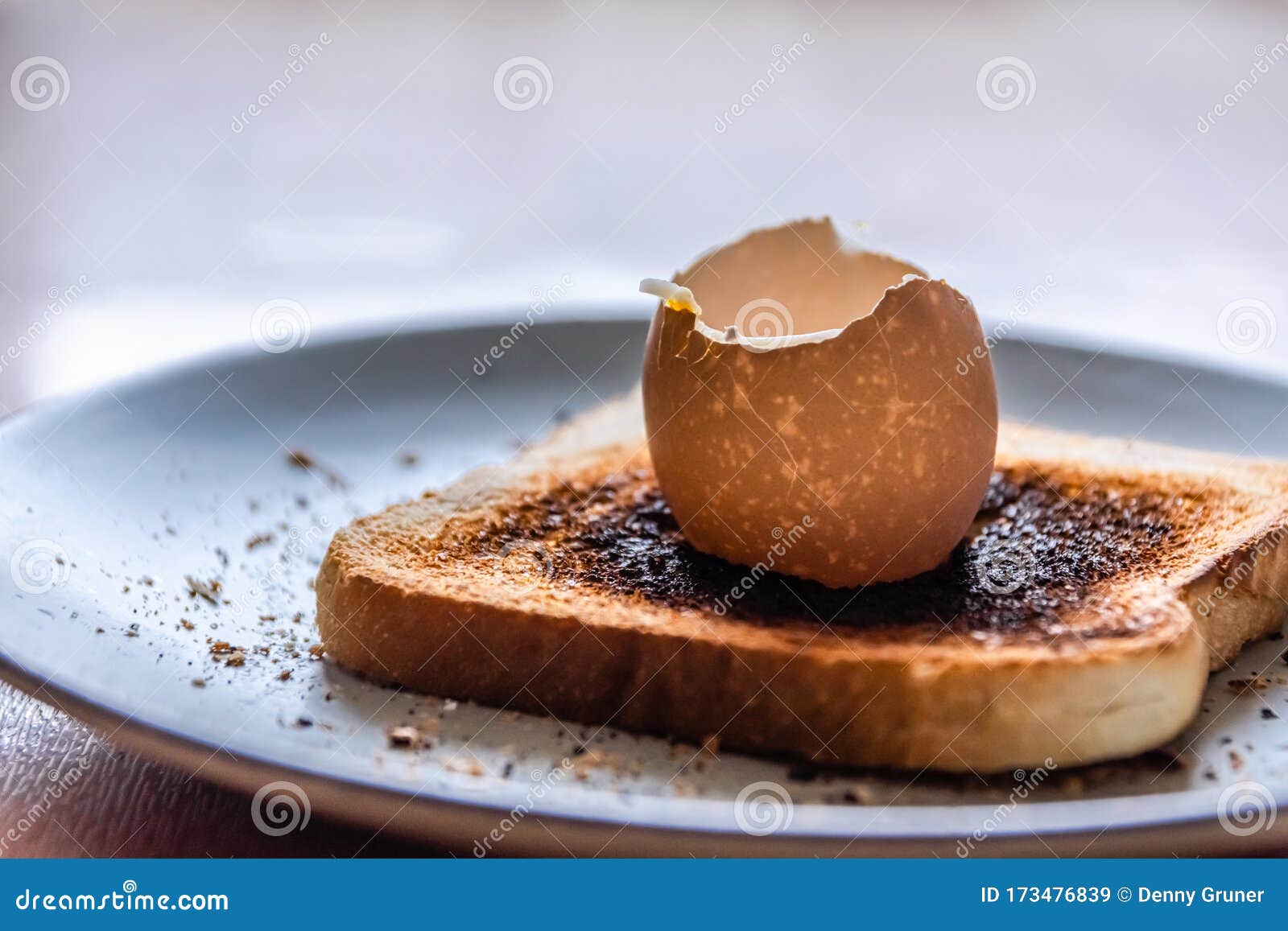 Empty Boiled Egg Shell on Burnt Toast Stock Image - Image of morning ...