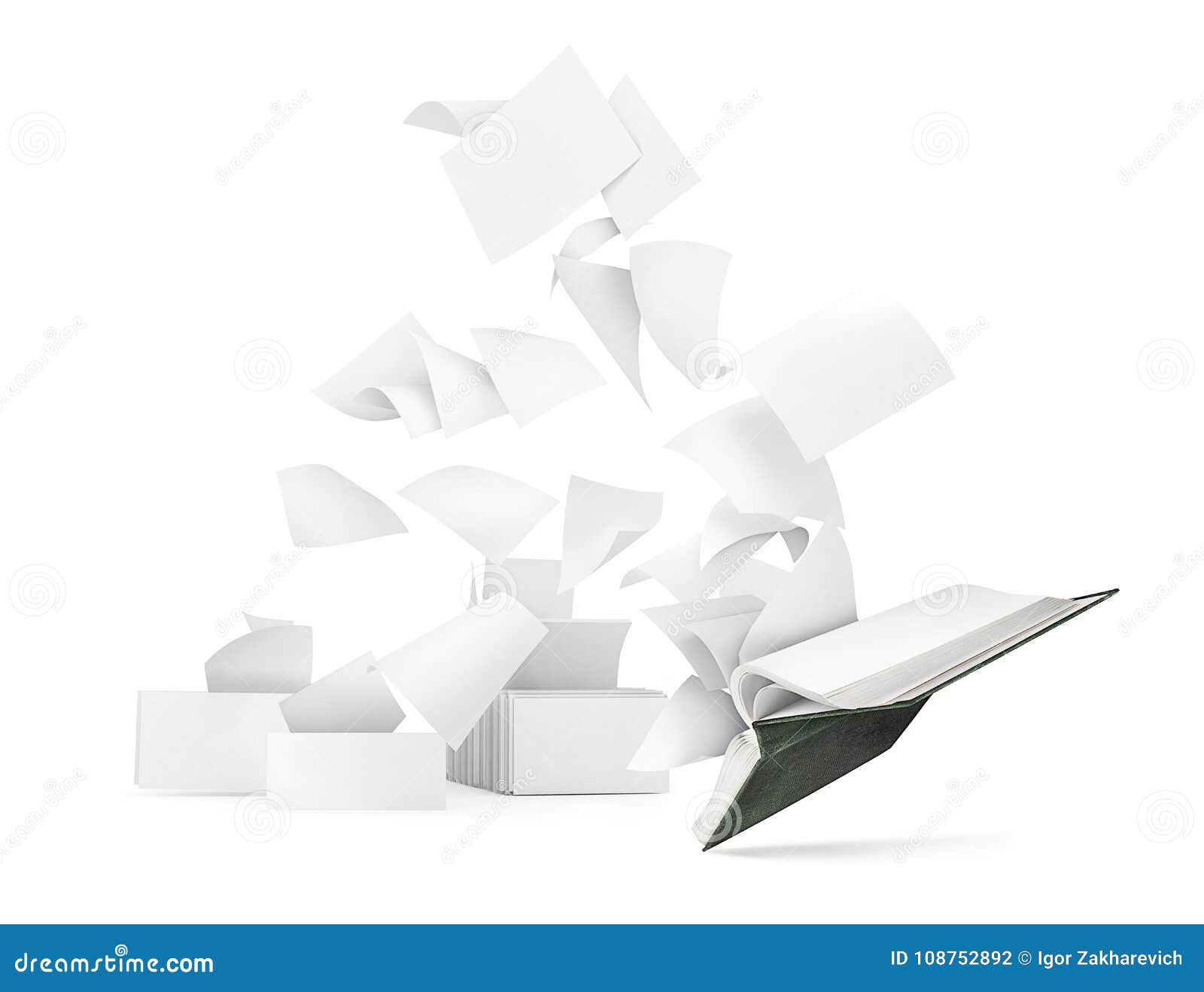 Empty Book with Flying Pages Isolated Stock Photo - Image of heap ...