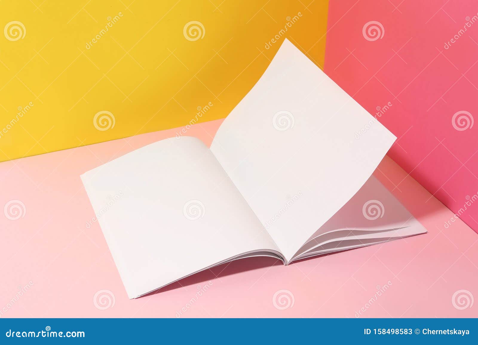 Empty Book Pages on Color Background Stock Image - Image of mockup ...