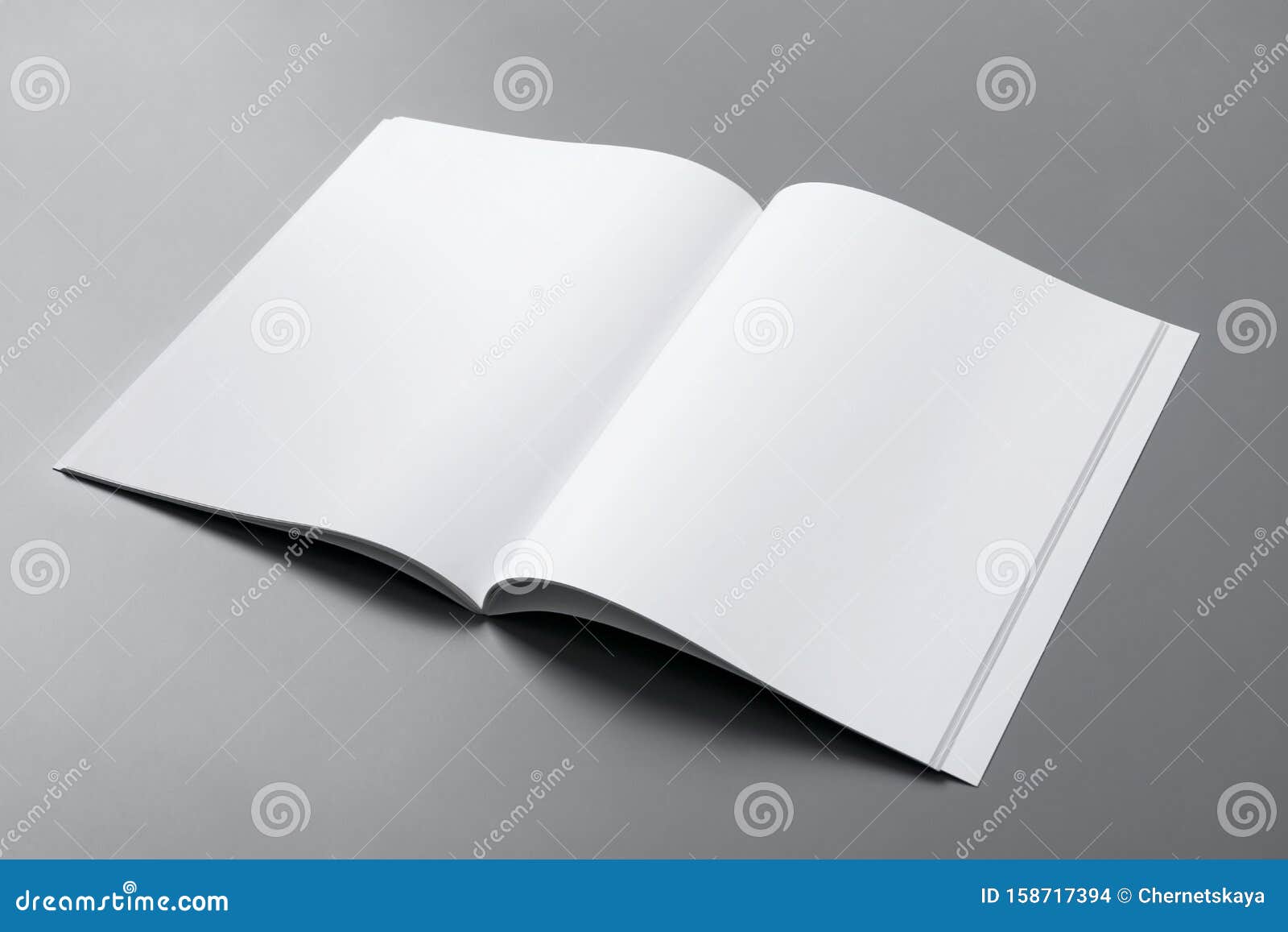 Empty Book Pages on Grey Background. Stock Photo - Image of brochure ...
