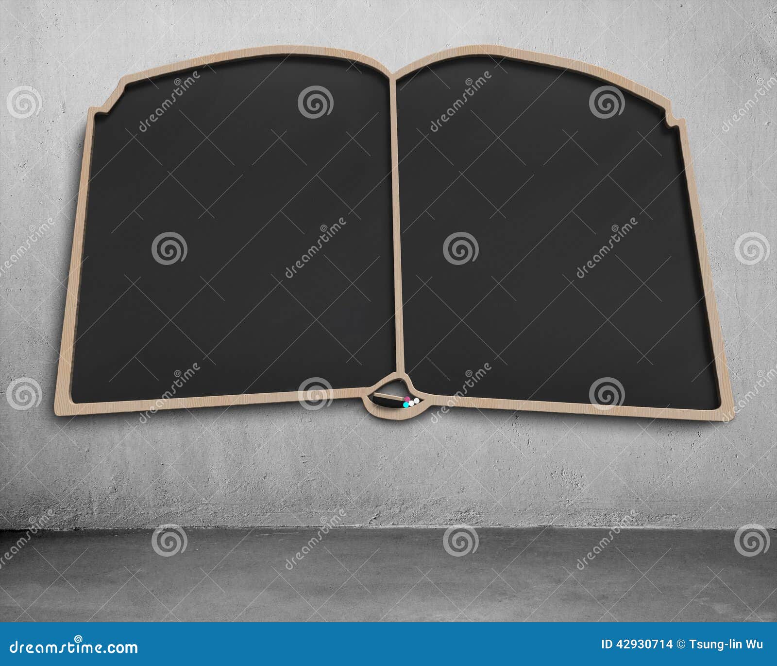 Empty Book Shape Blackboard on Wall Stock Illustration - Illustration ...