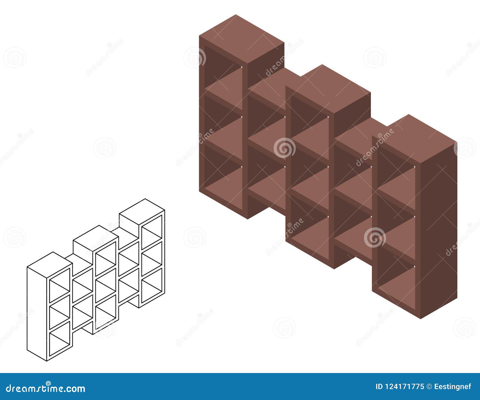 Empty Bookcase. Isolated on White Background Stock Vector ...