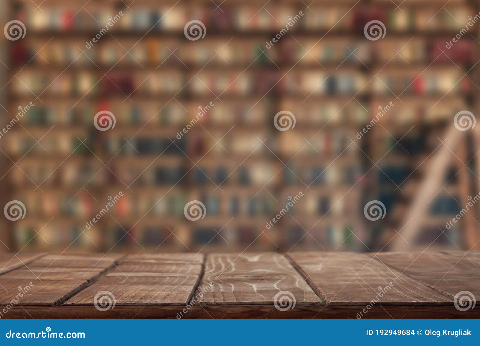 Empty Bookshelf Table in the Library Stock Photo - Image of education ...
