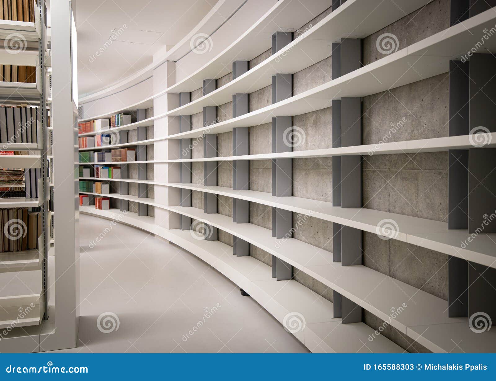 Empty Bookshelves from a New Library Building Stock Image - Image of ...