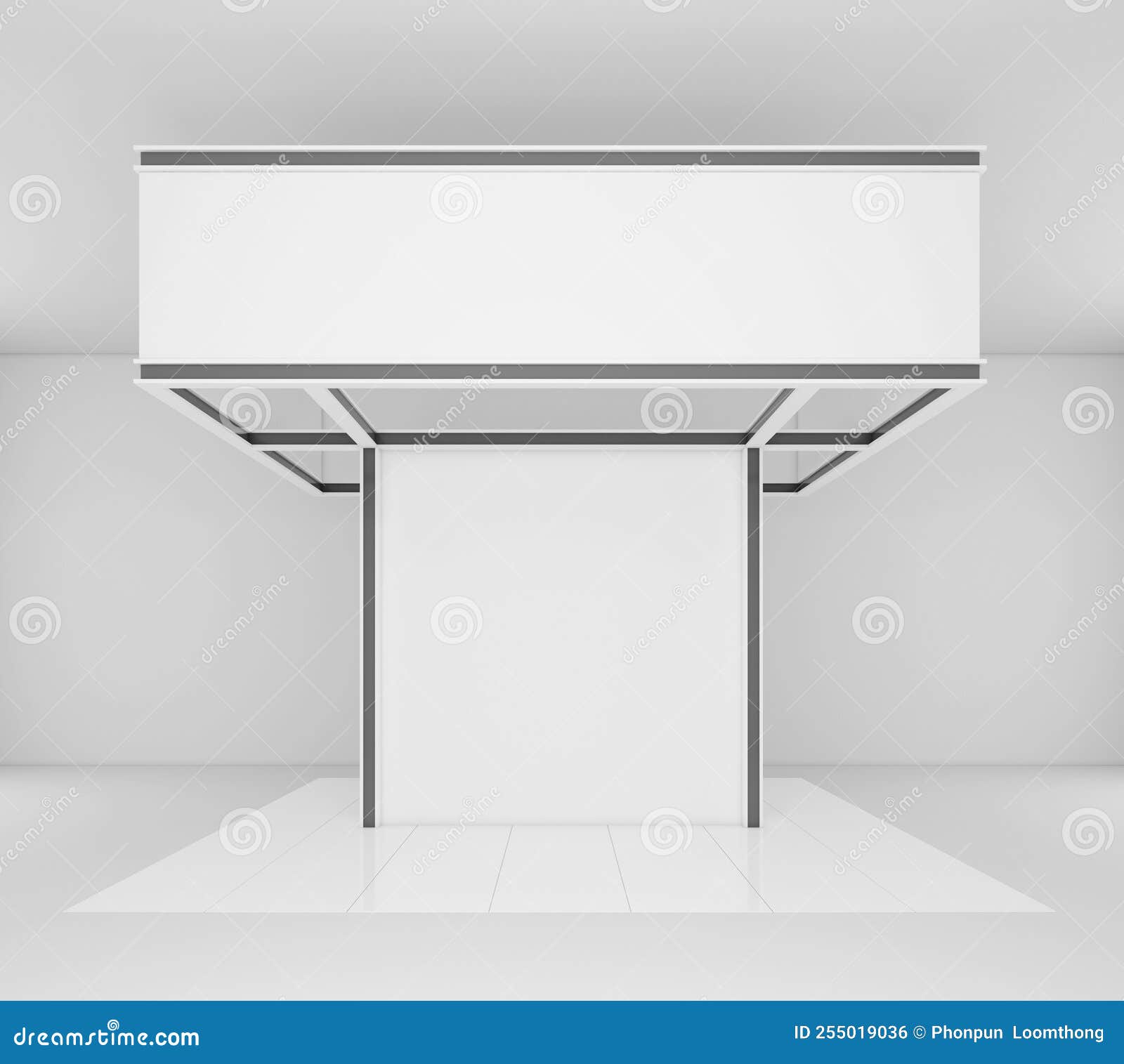 Empty Booth Mockup with White Wall and White Floor. 3d Rendering Stock ...