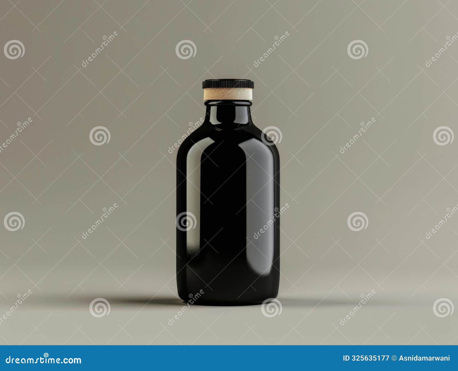 Empty Bottle with Black Empty Label for Presentation, Copyspace Area ...