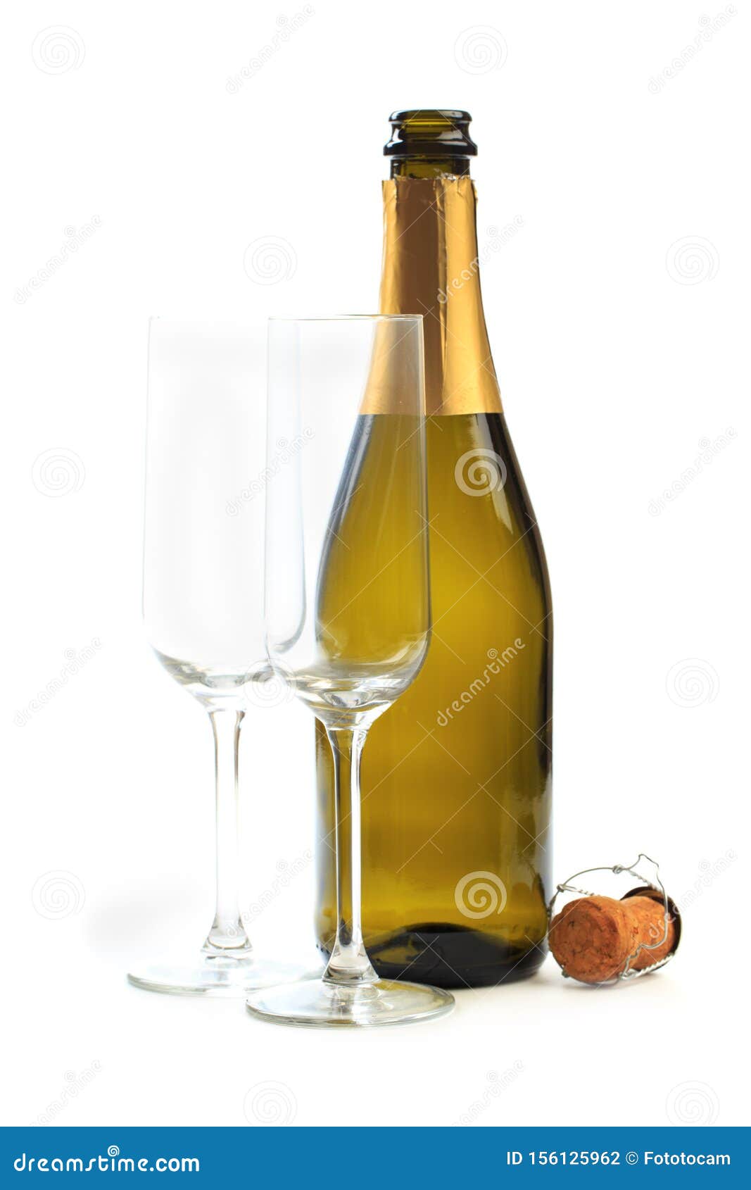 Empty Bottle of Champagne Isolated on a White Background- Image Stock ...