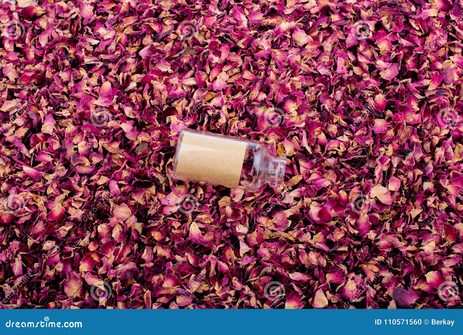 Empty Bottle on Dry Rose Petal Background Stock Photo - Image of ...