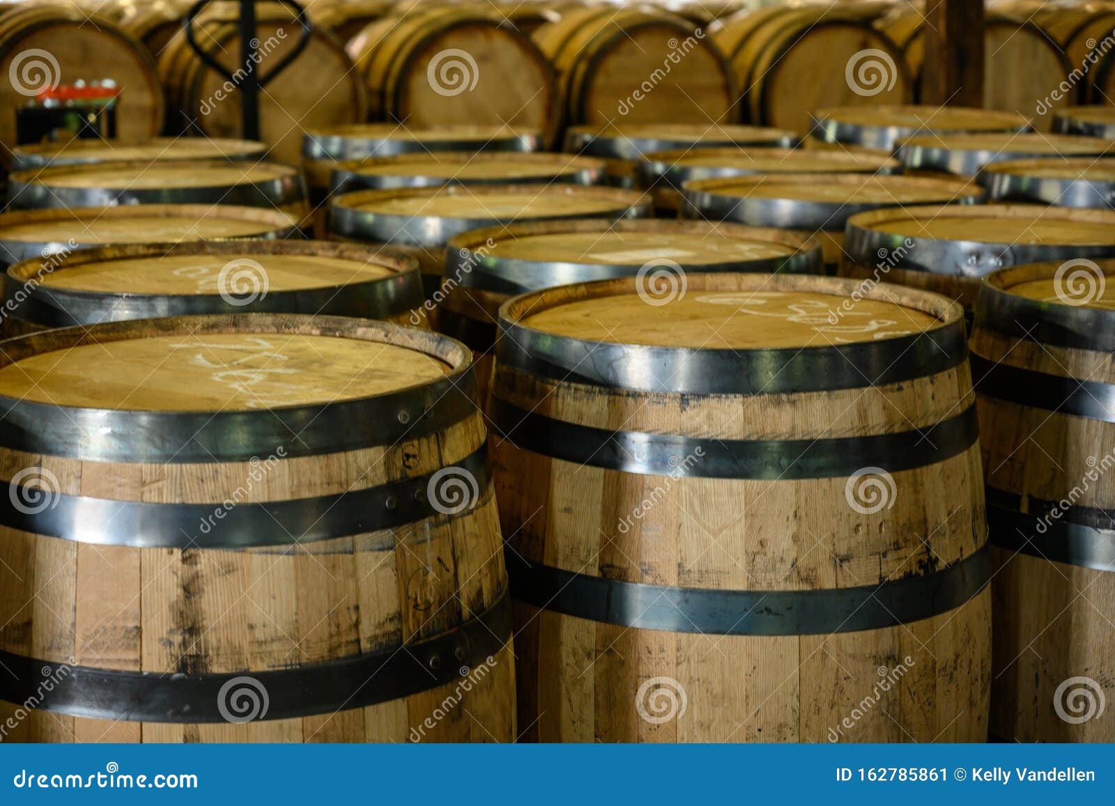 Empty Bourbon Barrels Await Filling Stock Image - Image of industrial ...