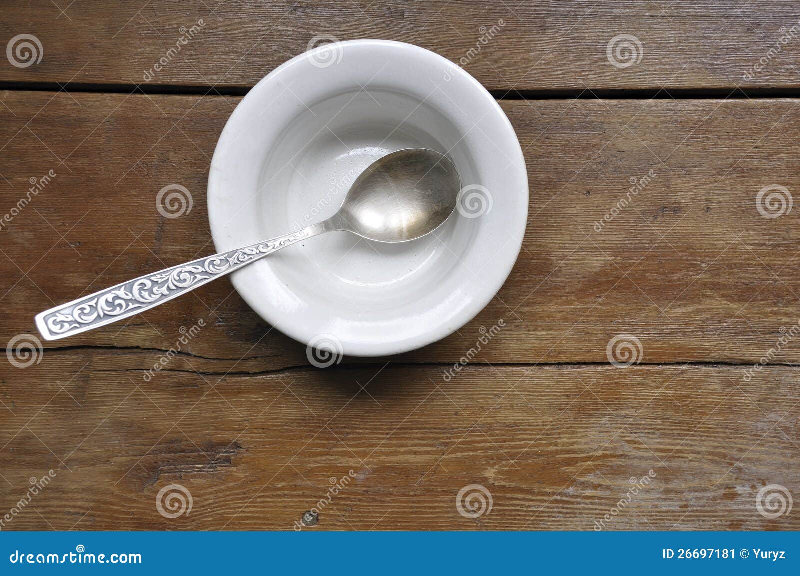 Empty bowl stock image. Image of spoon, plank, kitchen - 26697181