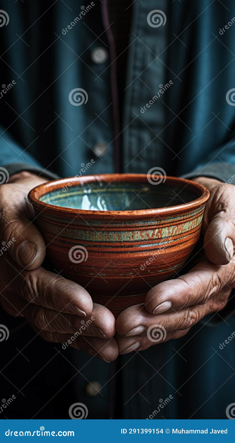 Empty Bowl Held by Elderly Hands, Symbolizing the Stark Reality of ...