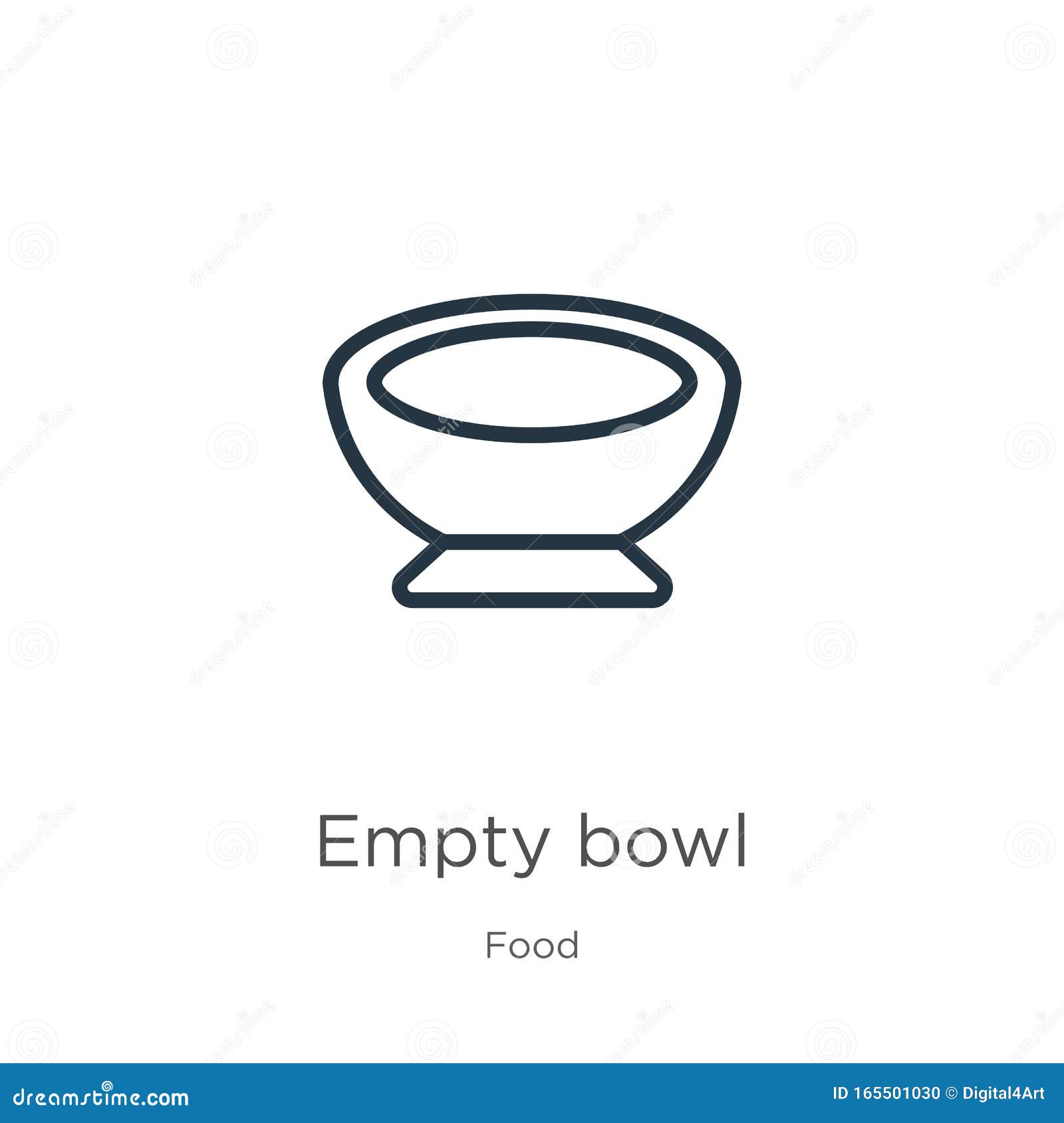 Empty Bowl Icon. Thin Linear Empty Bowl Outline Icon Isolated on White ...