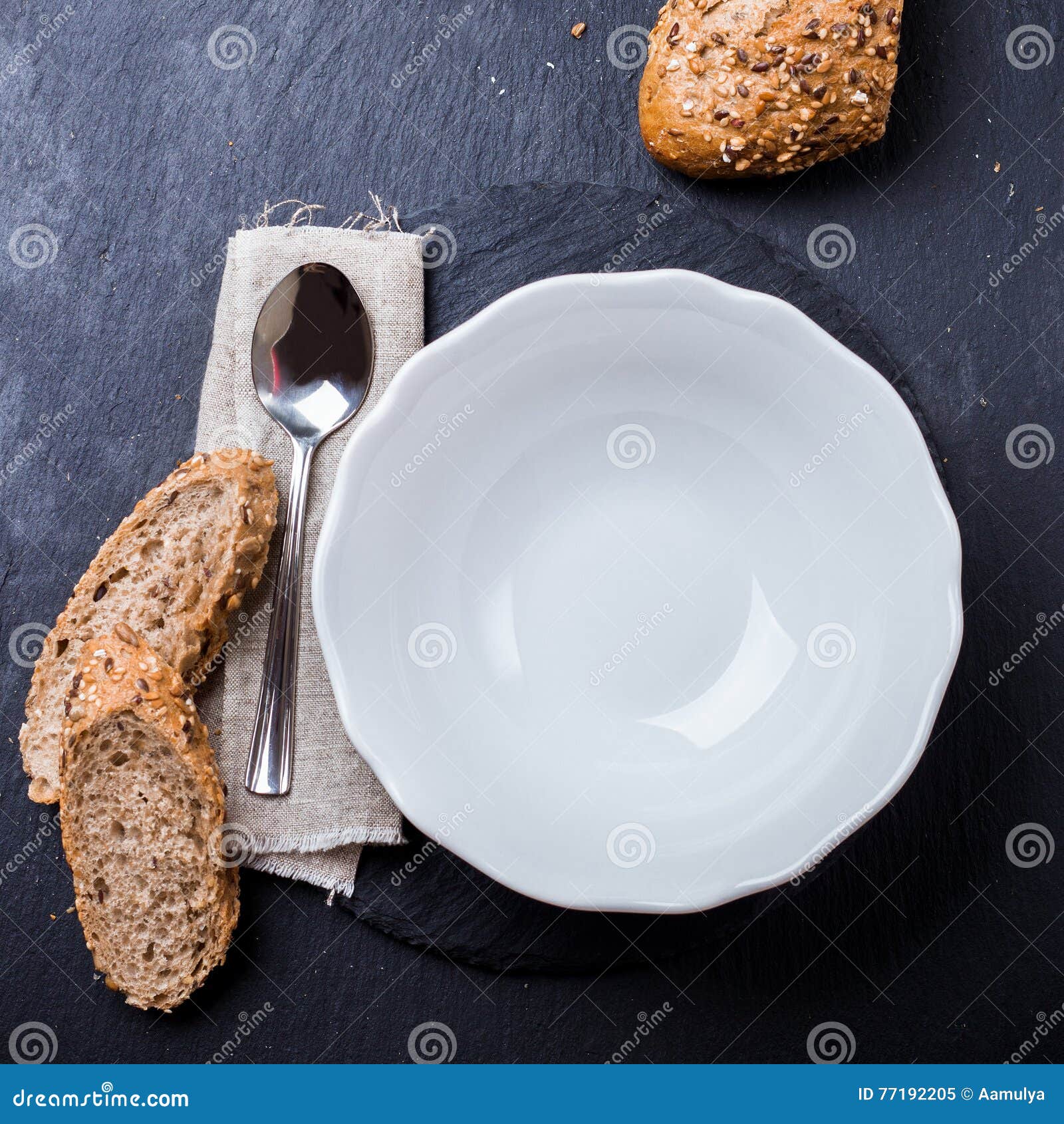 Empty Bowl for Soup on a Classic Grunge Black Table Stock Image - Image ...