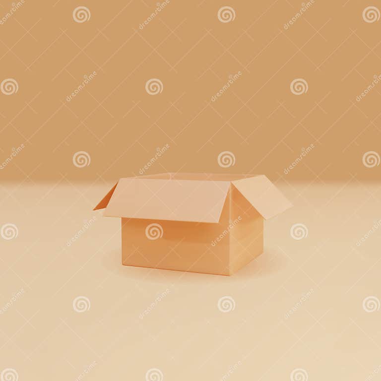 Empty Box Cartoon Style on Yellow Background. Vector Illustration Stock ...