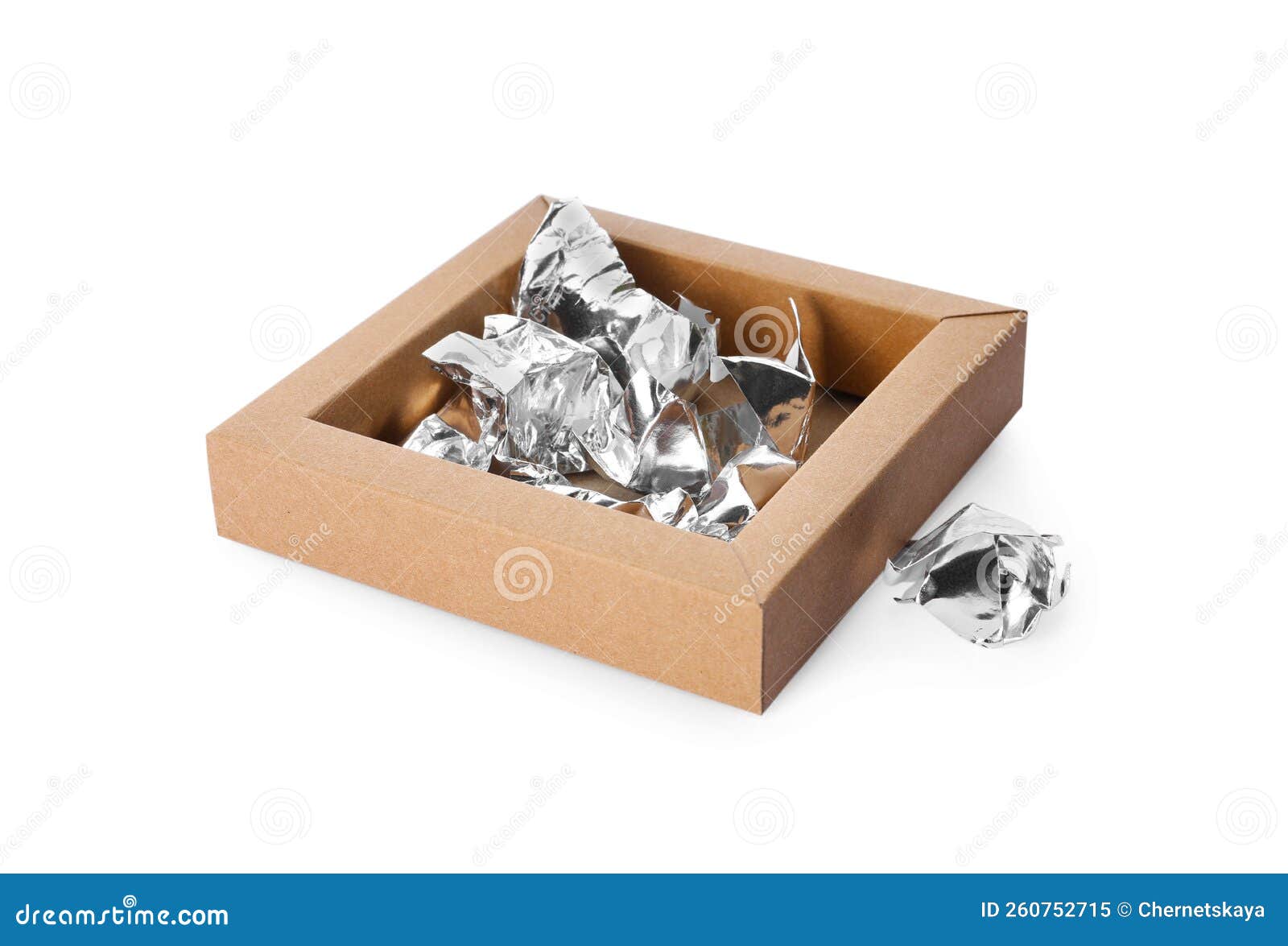 Empty Box of Chocolate Candies with Foil Isolated on White Stock Image ...