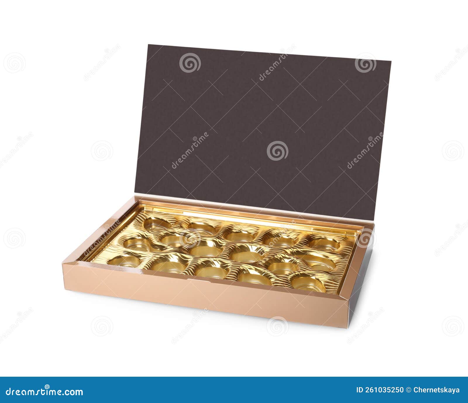 Empty Box of Chocolate Candies Isolated on White Stock Photo - Image of ...