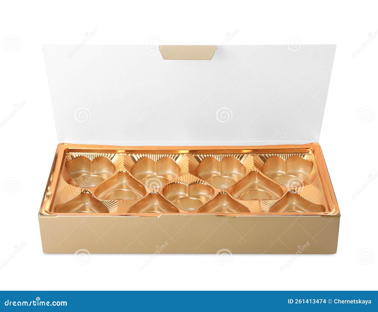 Empty Box of Chocolate Candies Isolated on White Stock Photo - Image of ...
