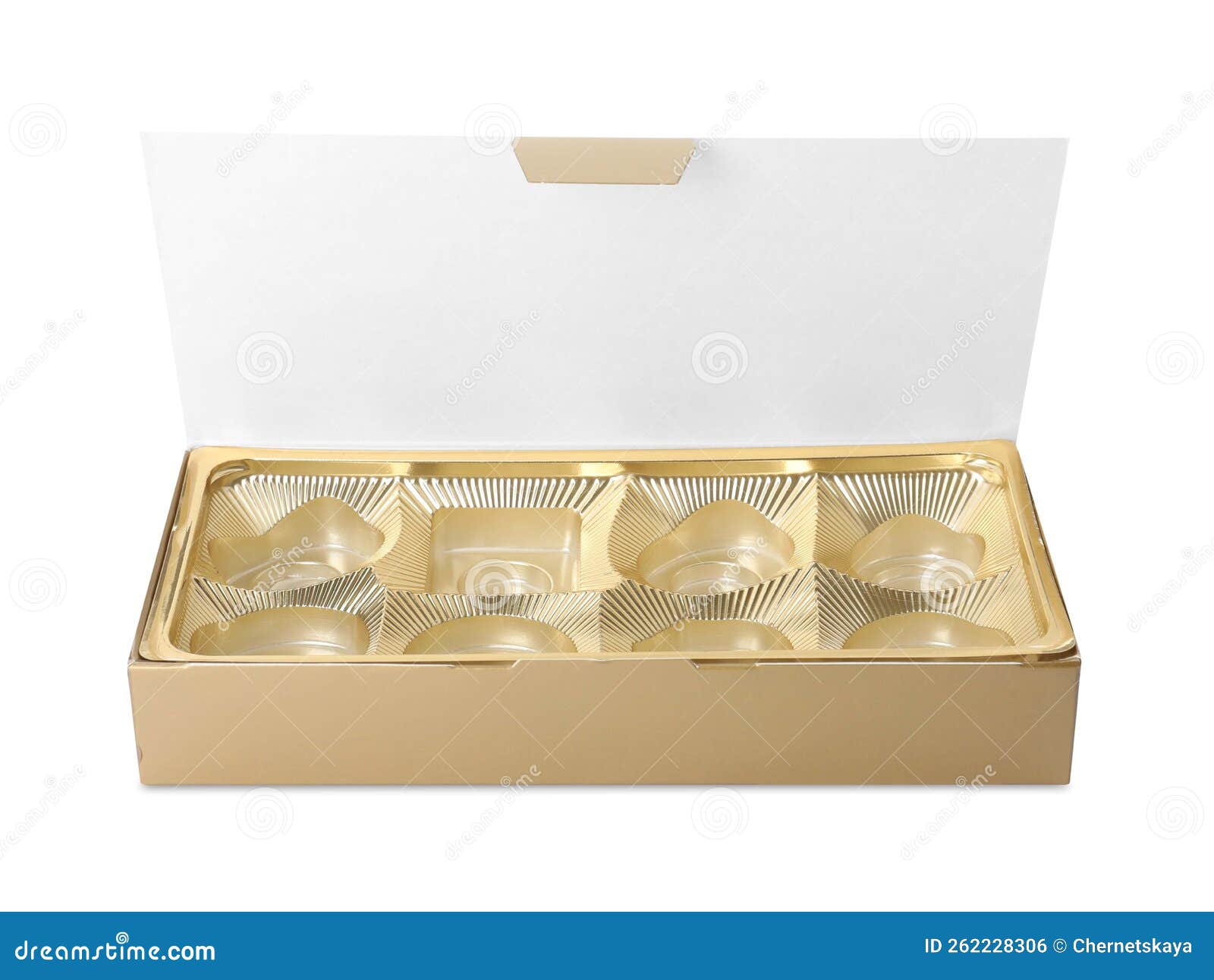Empty Box of Chocolate Candies Isolated on White Stock Photo - Image of ...