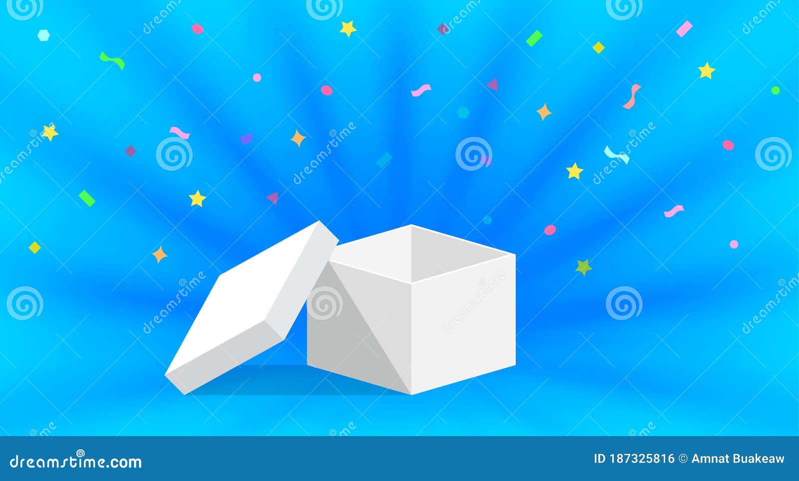Empty Box Open Isolated on Blue Background, Open White Box for Surprise ...